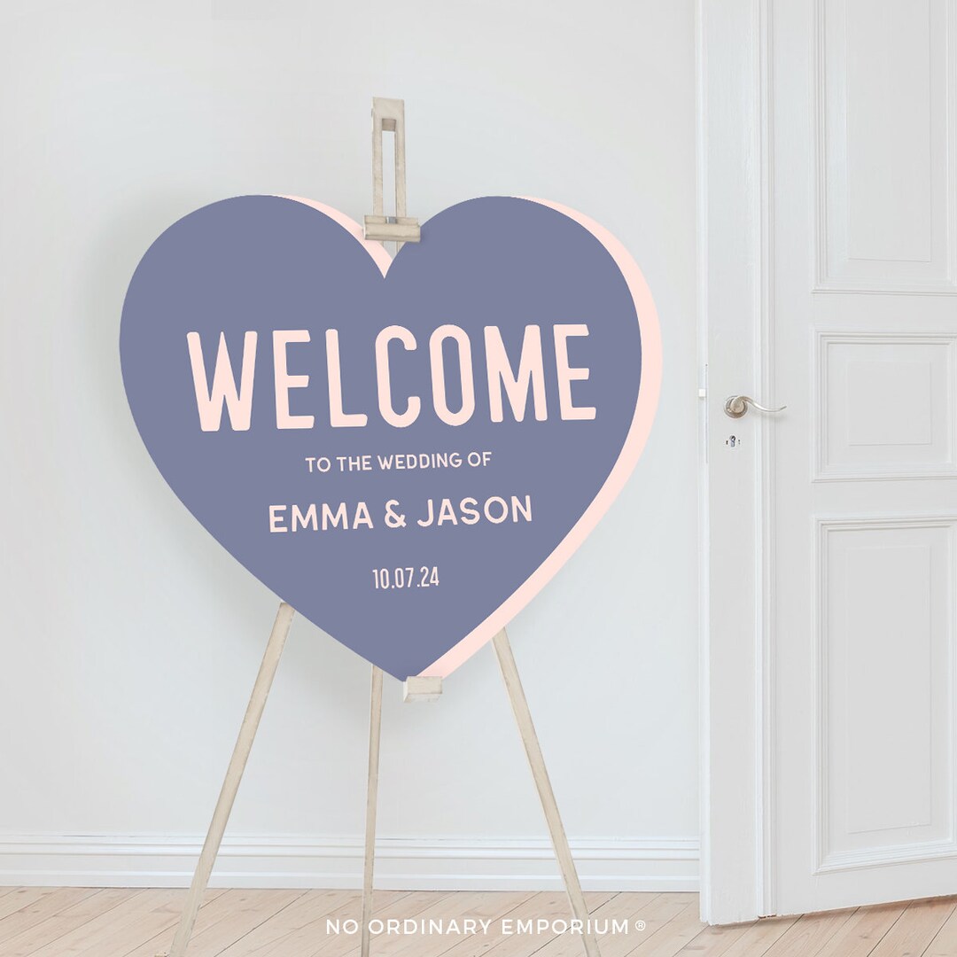 Heart Shaped Wedding Sign, Welcome Sign, Unique Engagement Party Sign ...