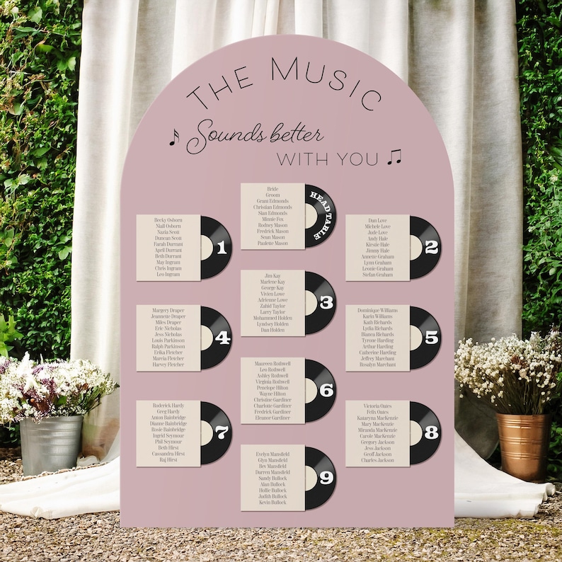 Record Table Plan, Record Seating Chart, Music Theme Wedding, Vinyl ...