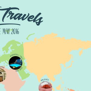 Photo Map, Travel Map Photo, Photo Collage, Gift for Travellers, World ...