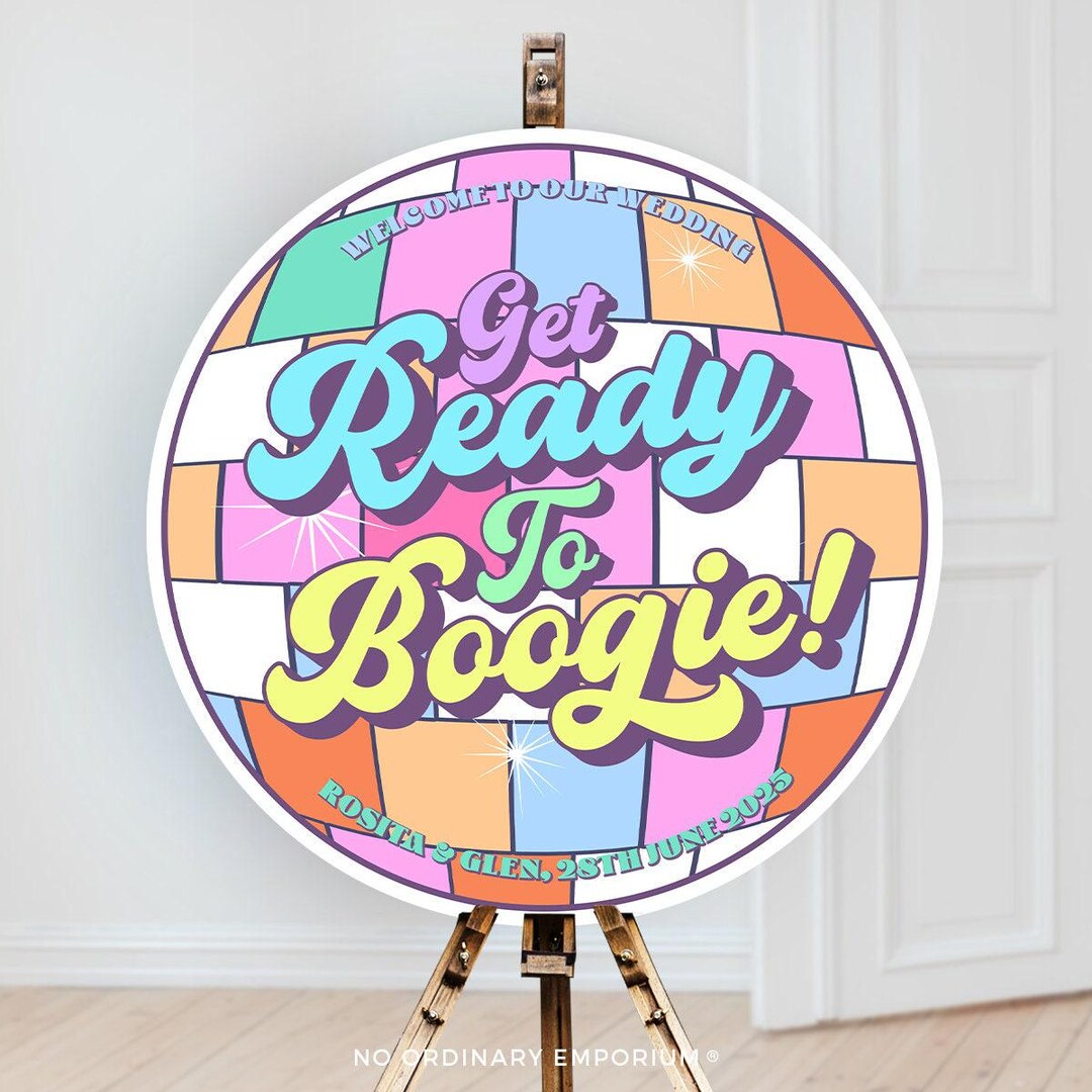 Disco Welcome Sign, Pink Disco Ball - Style, Glitterball Sign, Glitter ...