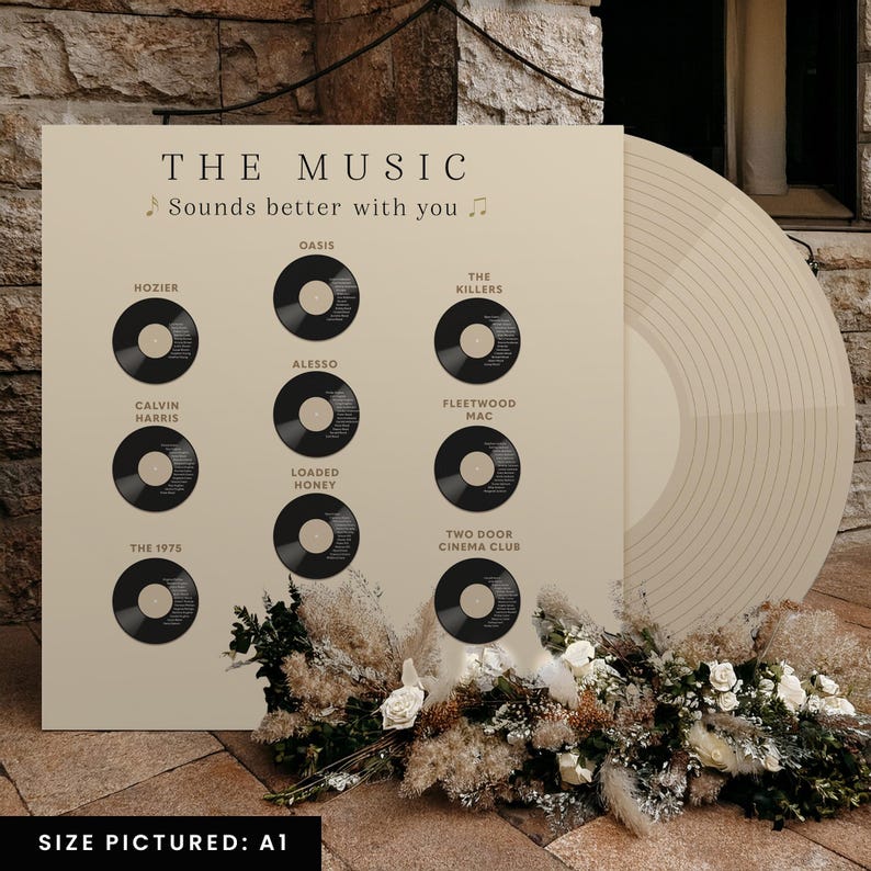 Large Vinyl Record Seating Chart, Music Sounds Better Wedding Table ...