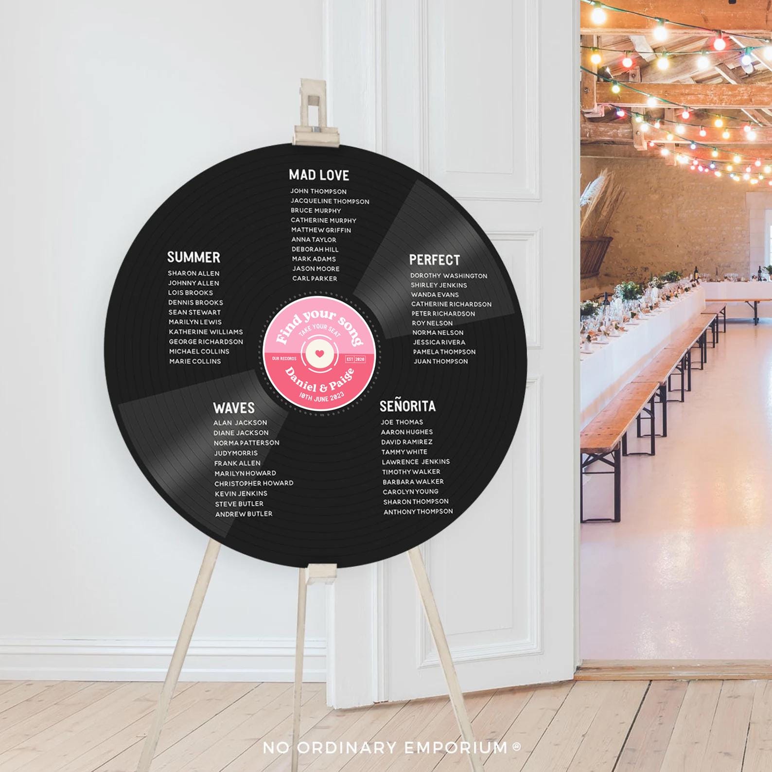 Rock Music Wedding Table Plan, Large Vinyl Record Seating Chart, Heavy ...