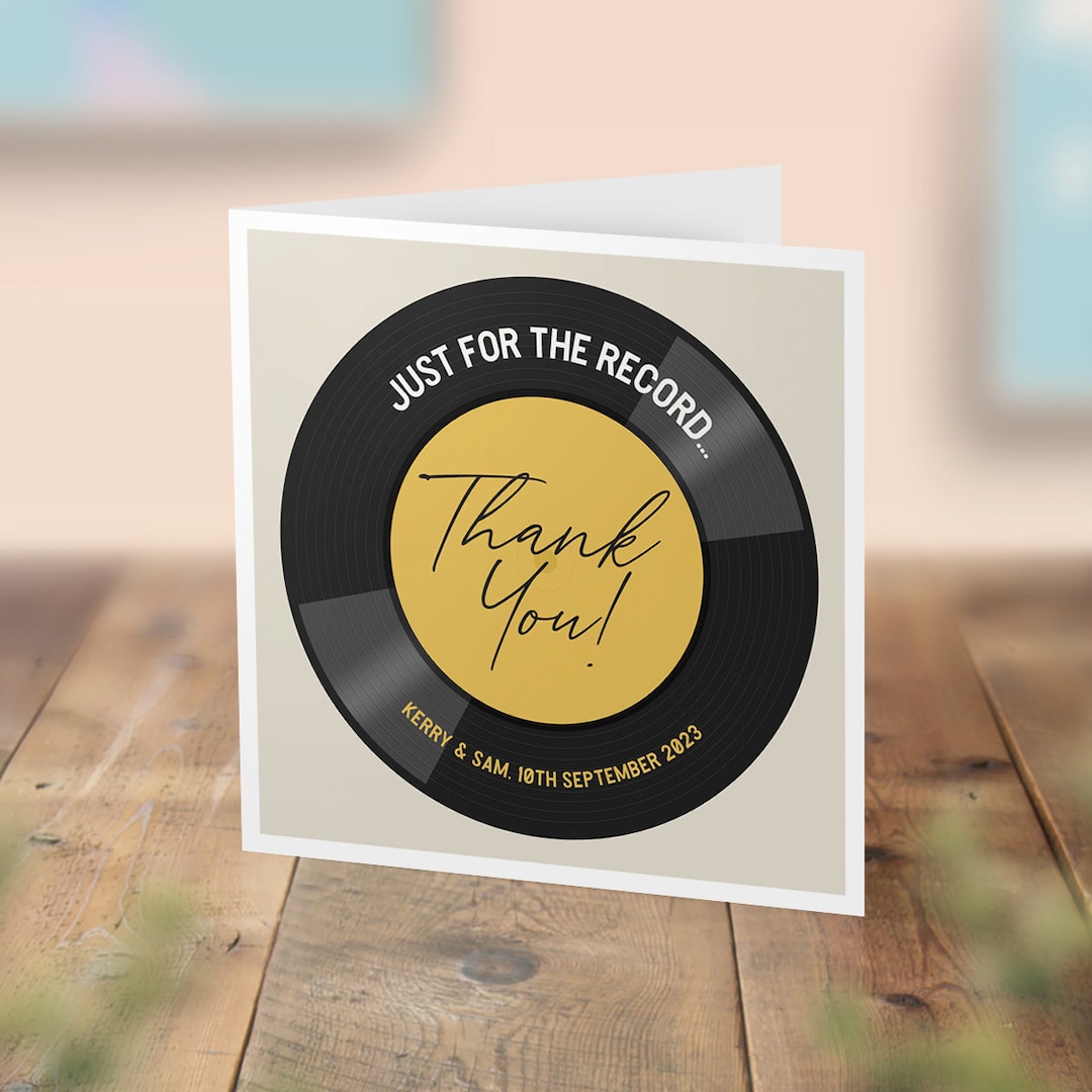 Music Theme Wedding Thank You Cards, Vinyl Record Wedding Decor, Retro ...