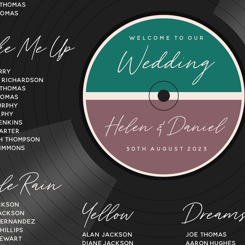Record Table Plan Record Seating Chart Music Theme Wedding | Etsy UK