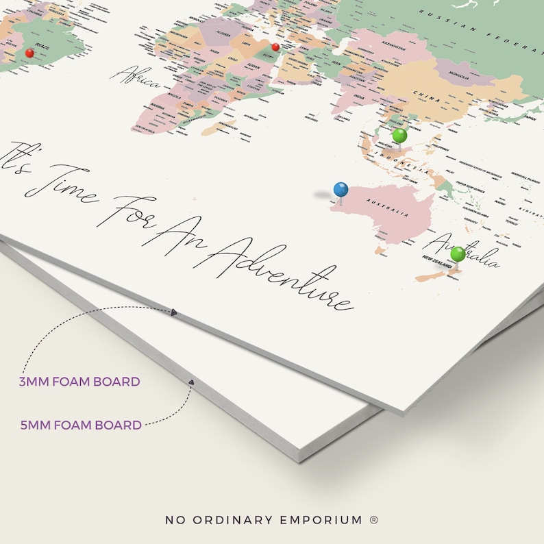 Personalised Push Pin World Map Pastel Detailed World Pin - Etsy UK