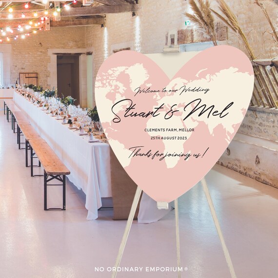 Heart Shaped Wedding Sign Welcome Sign Unique Engagement | Etsy