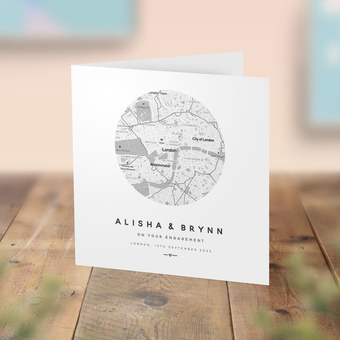 Map Engagement Card, Location Wedding Card, World Map Card ...