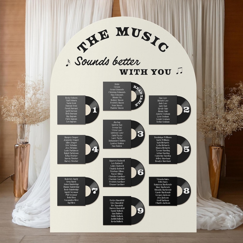 Record Table Plan, Record Seating Chart, Music Theme Wedding, Vinyl ...