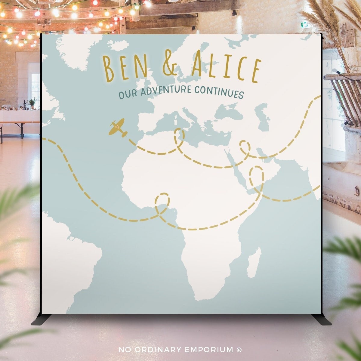 World Map Backdrop Our Adventure Begins Travel Wedding - Etsy UK