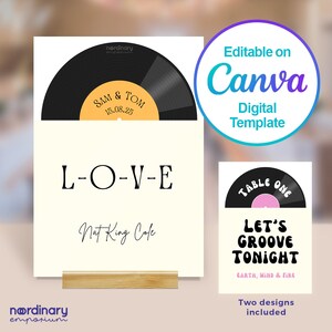 CANVA EDITABLE DIGITAL Bundle, Vinyl Record Table Plan, Table Name ...