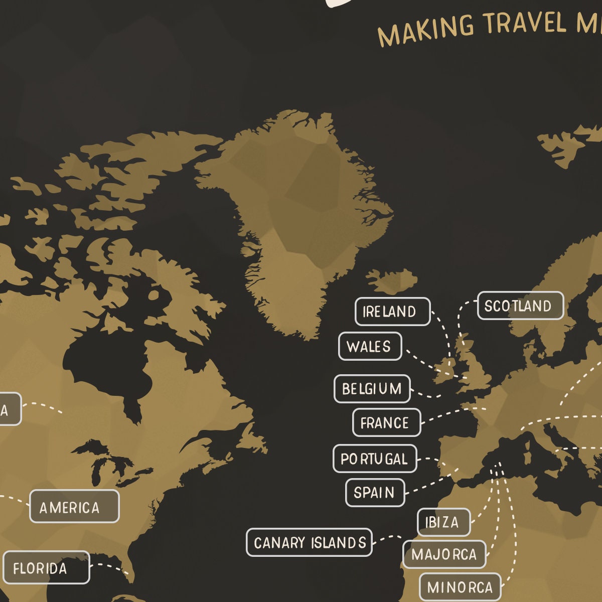 Personalised World Map Travel Map Custom World Map Print | Etsy UK