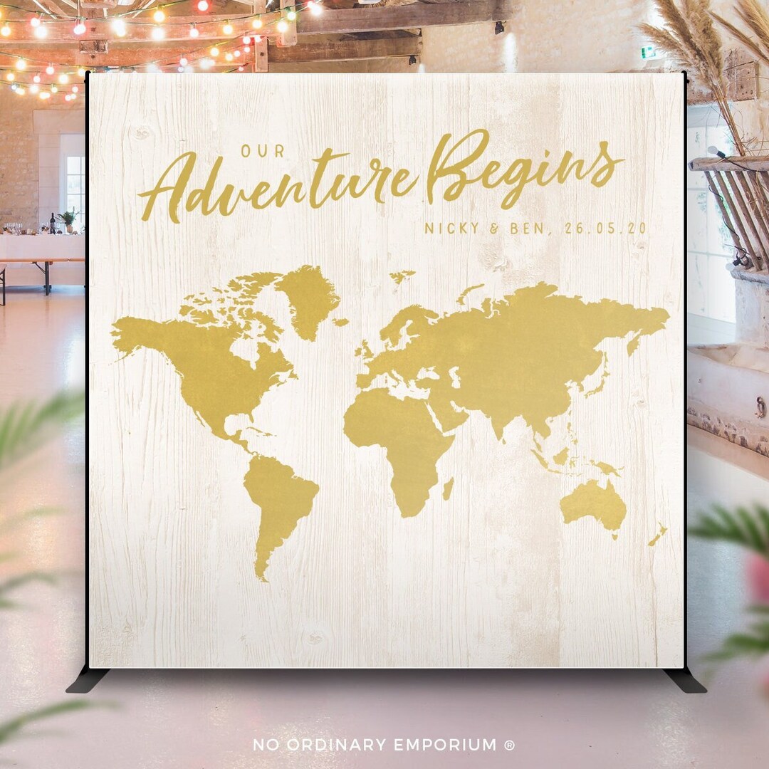 Map Backdrop, Travel Theme Wedding, Engagement Banner, Our Adventure ...