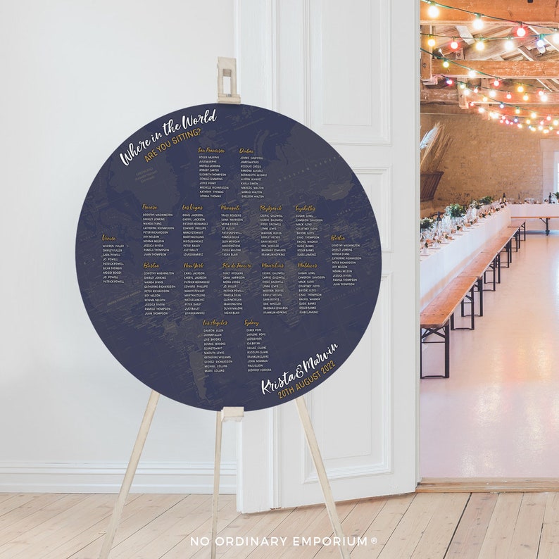 Globe Table Plan Flat Circular Map Seating Chart World - Etsy