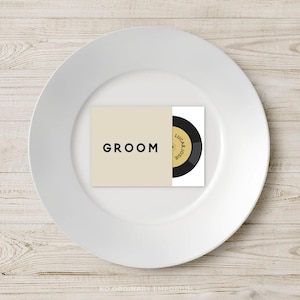 Music Theme on the Day Wedding Stationery Set: Record Table Name Cards ...