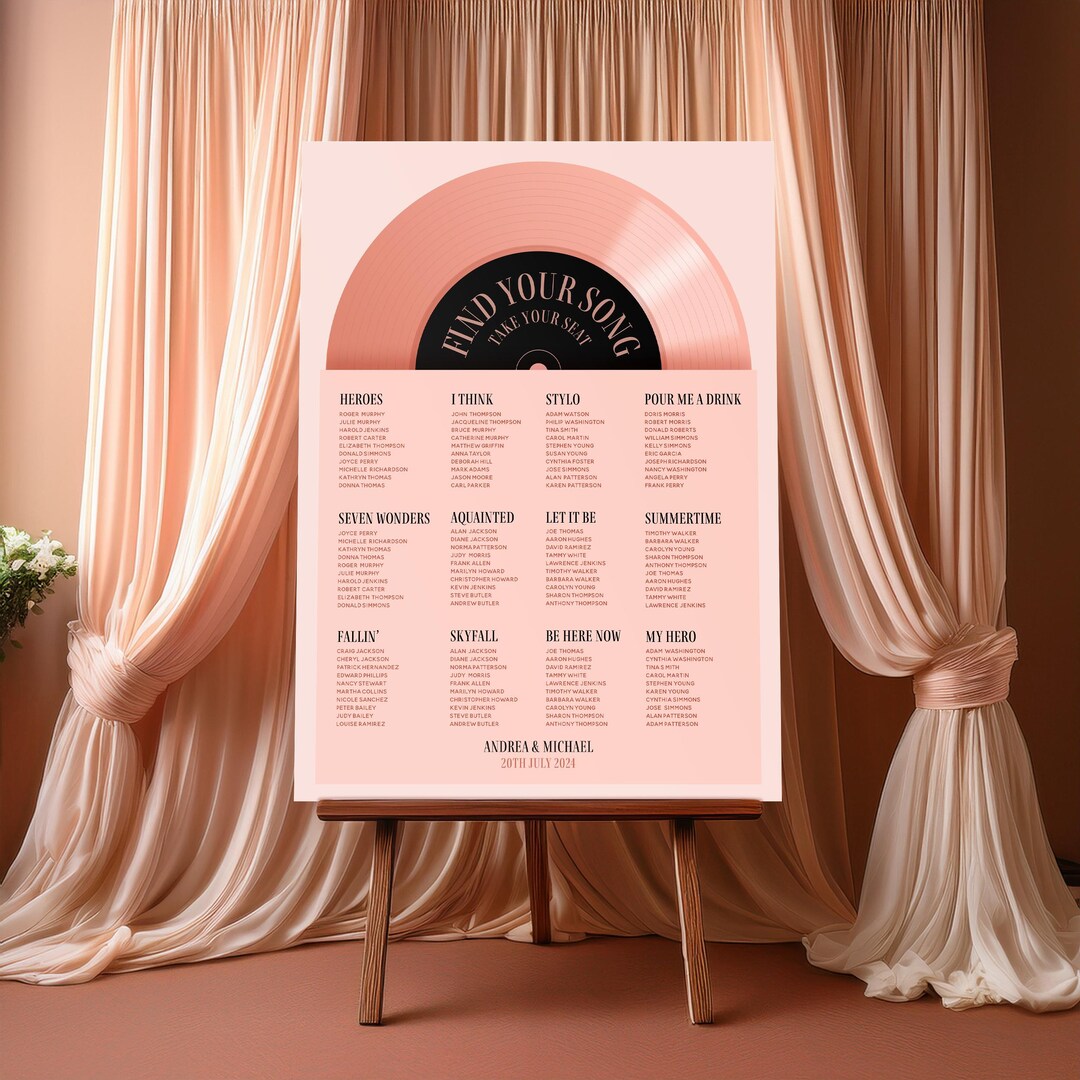 Vinyl Record Wedding Seating Chart: Music Theme Table Plan - Etsy