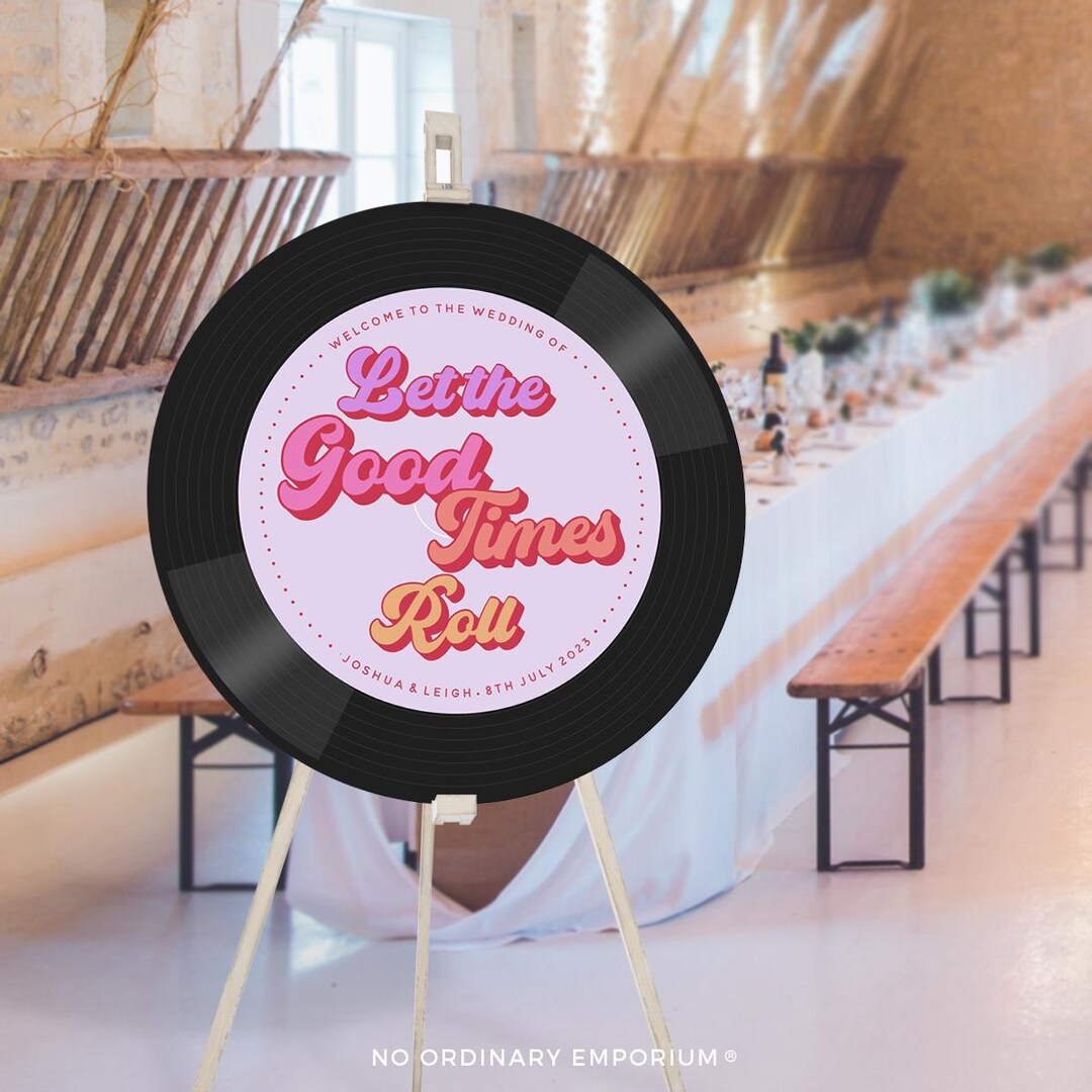 Retro Welcome Wedding Sign, Get Ready to Boogie, Groovy Vinyl Record ...