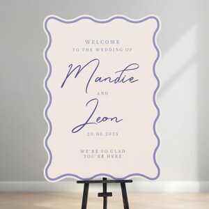 Wavy Retro Sign, Wave Wedding, Wedding Reception Sign, Retro Welcome ...