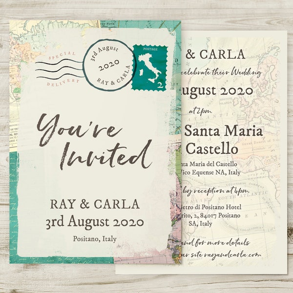 Travel Engagement Party Invitations - Etsy