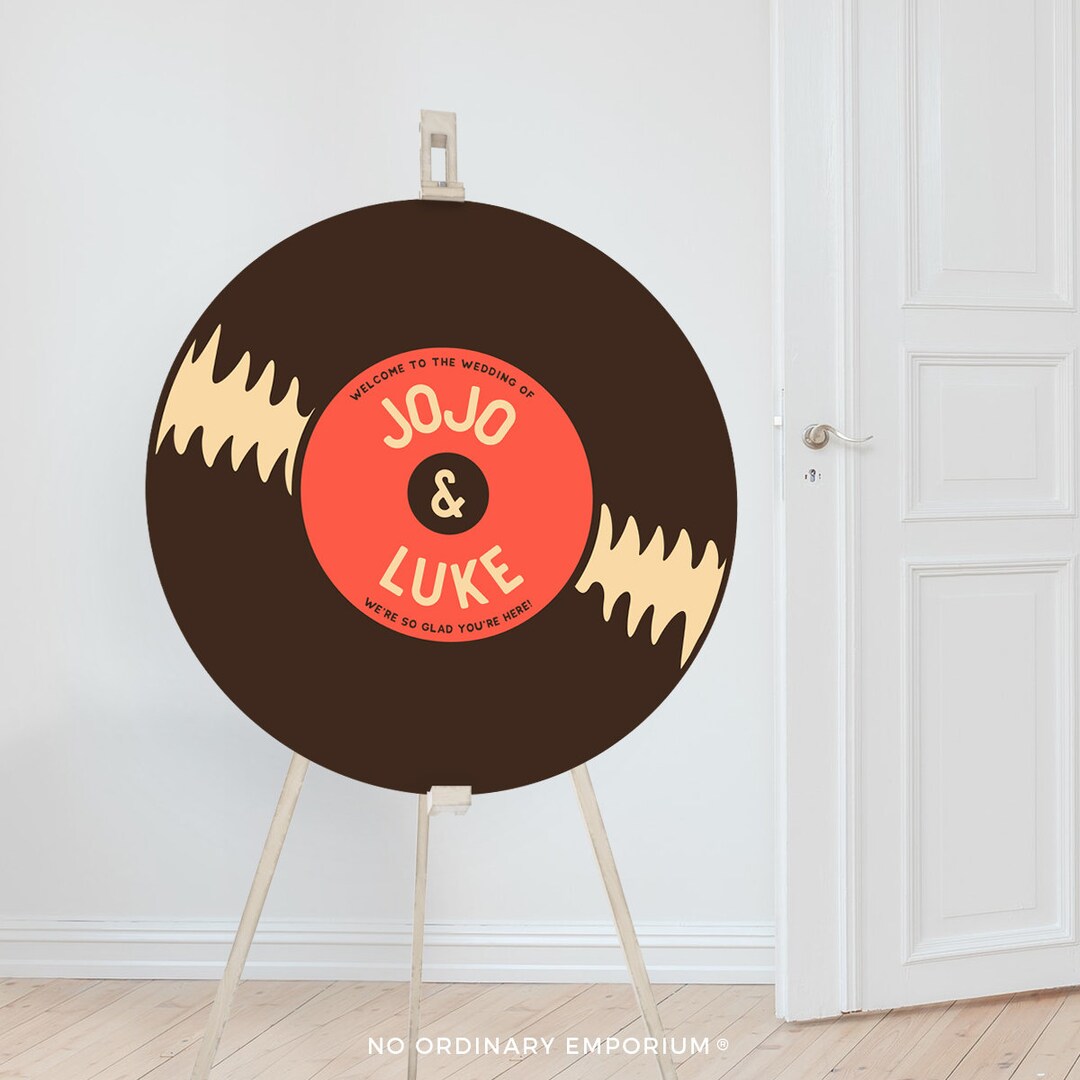 Retro Record Wedding Sign, Rock and Roll, Groovy Colour Vinyl Record ...