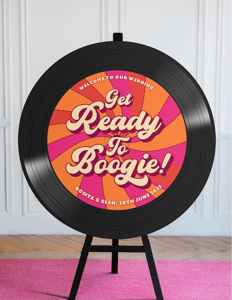 Record Welcome Sign, Groovy Vinyl Music Theme Wedding Sign, Retro ...