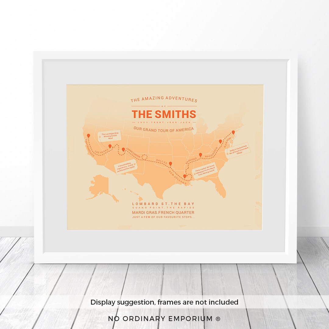 Personalised USA Travel Map, United States Map, America Map ...