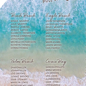 Round Beach Theme Seating Chart, Circular Table Plan, Travel Theme ...