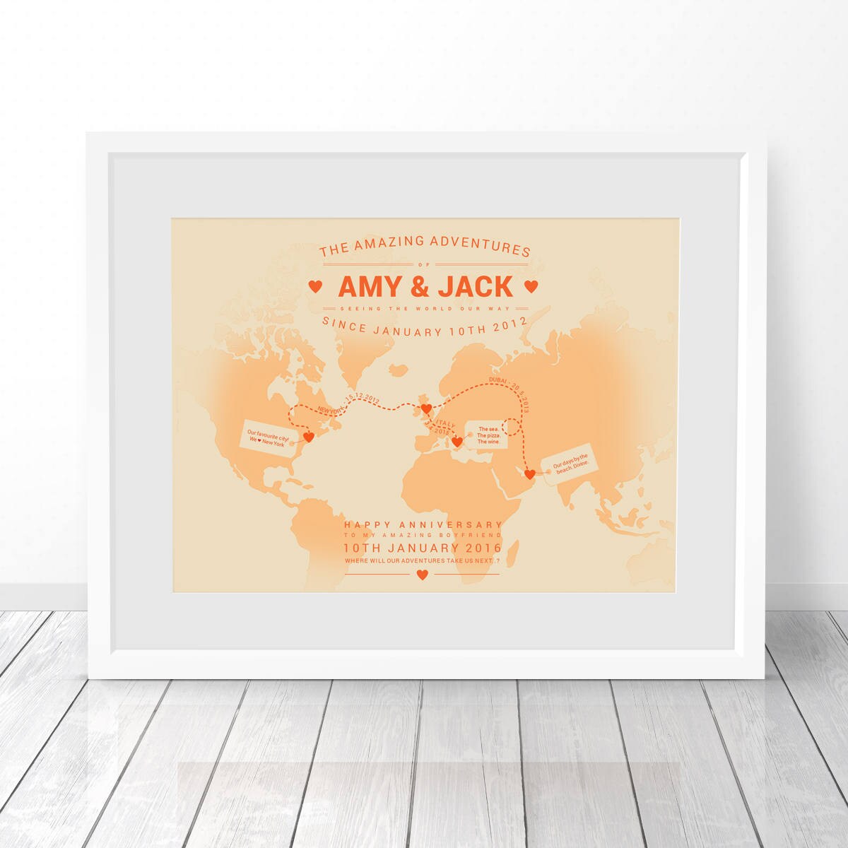 Personalised World Map Custom Travel Map Print Places - Etsy UK