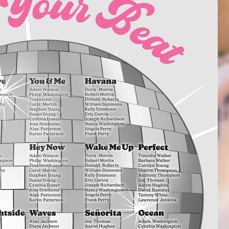 Disco Table Plan Disco Ball Style Seating Chart Music Theme - Etsy