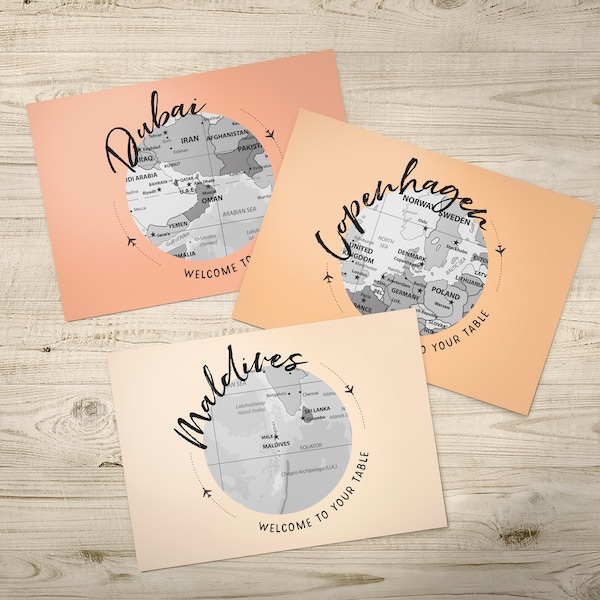 Custom World Map Table Numbers - Etsy