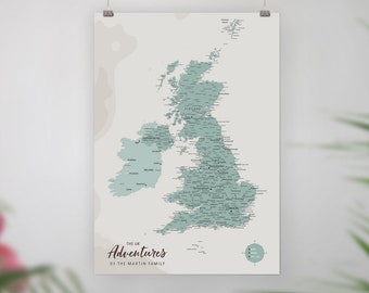 UK Push Pin Board Map Places Been United Kingdom UK Travels | Etsy UK