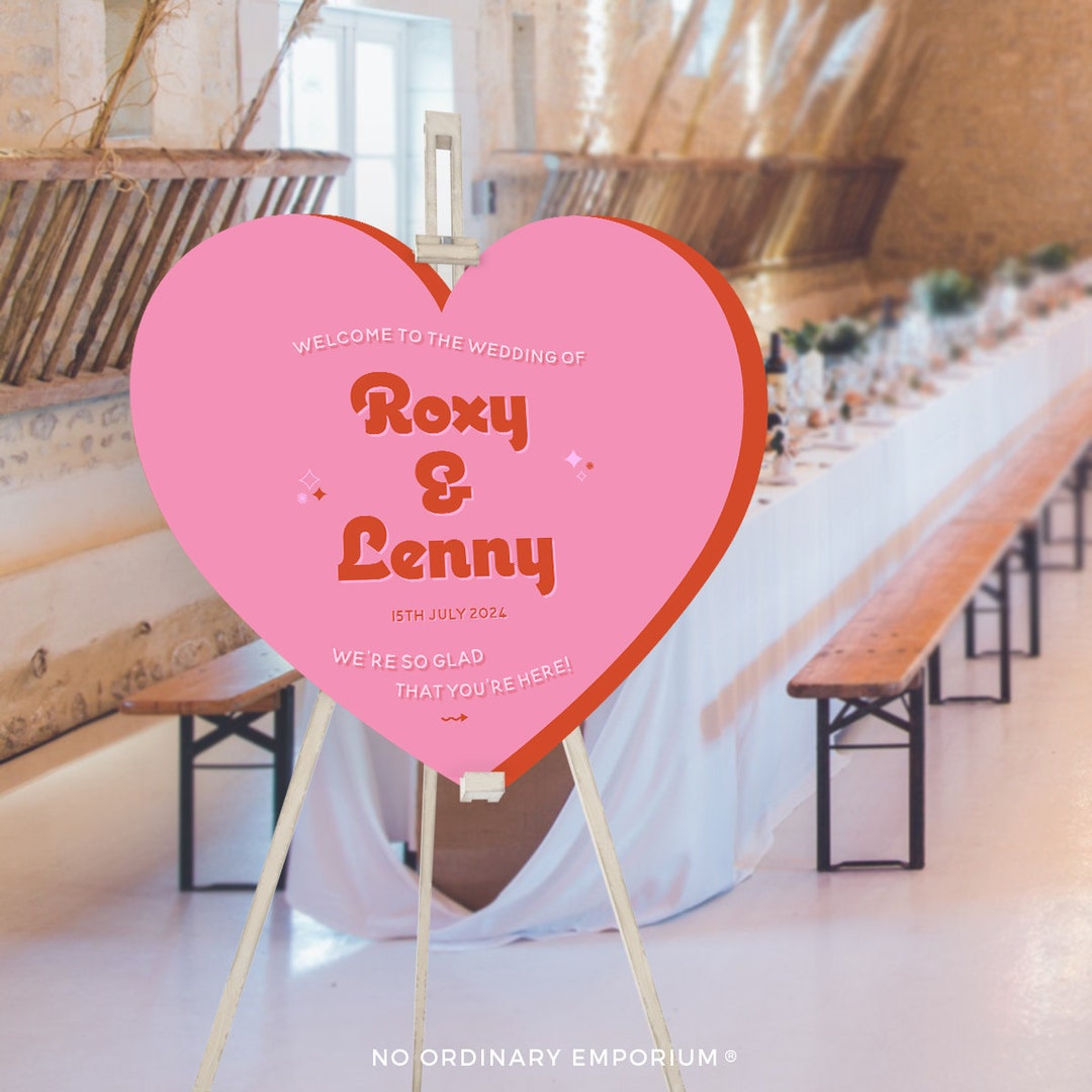Heart Shaped Welcome Sign, Unique Wedding Sign, Engagement Party Sign ...
