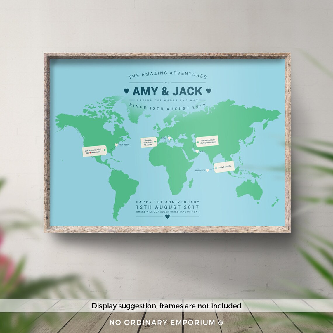 Personalised World Map Custom Travel Map Print Places - Etsy UK