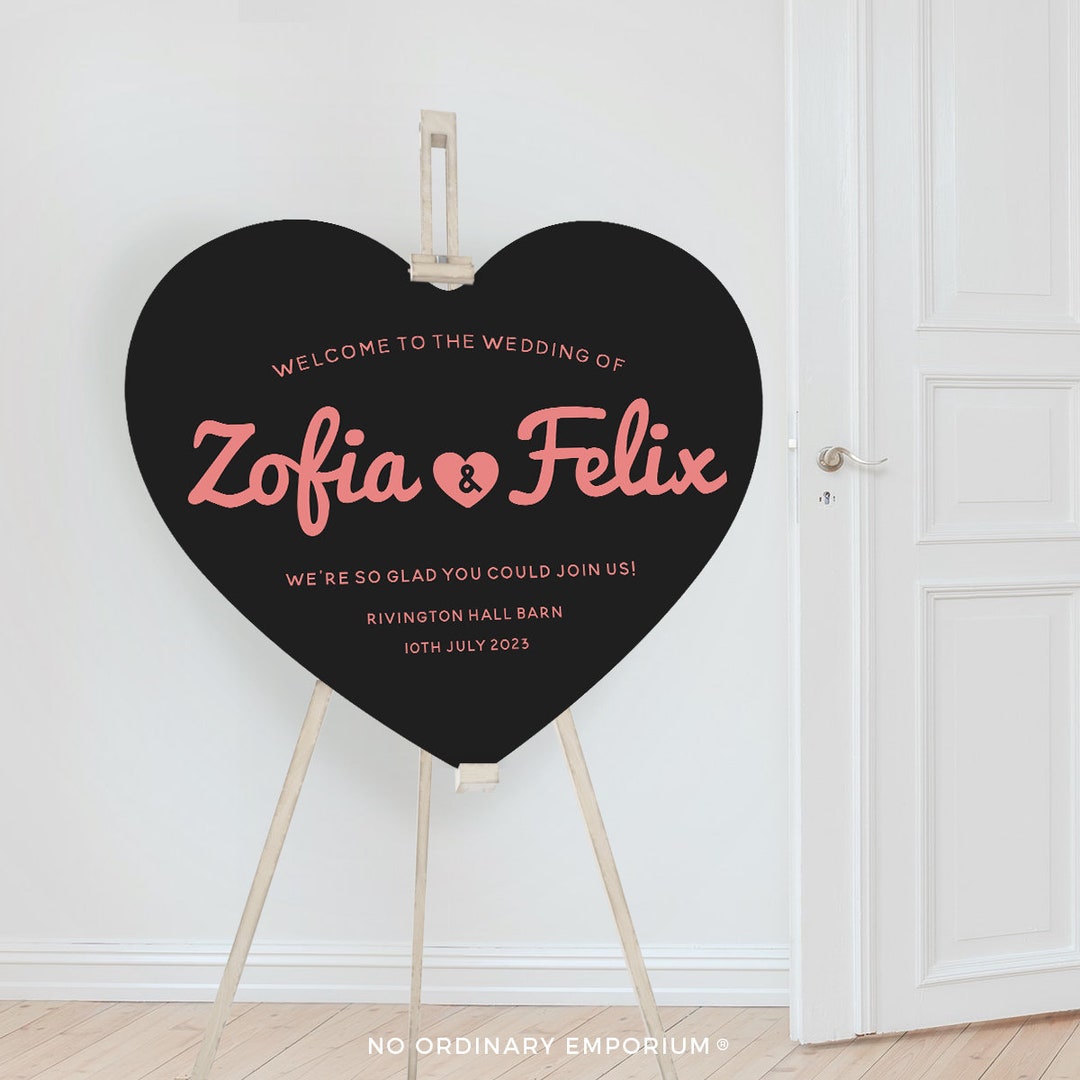 Heart Shaped Wedding Sign, Welcome Sign, Unique Engagement Party Sign ...
