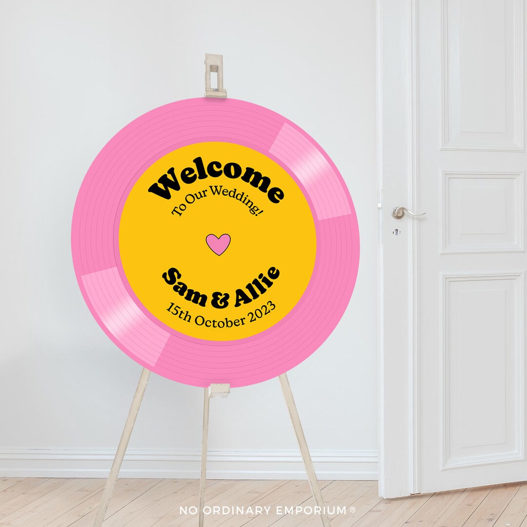 Vinyl Record Shape Welcome Sign, Music Theme Wedding, Festival Theme ...