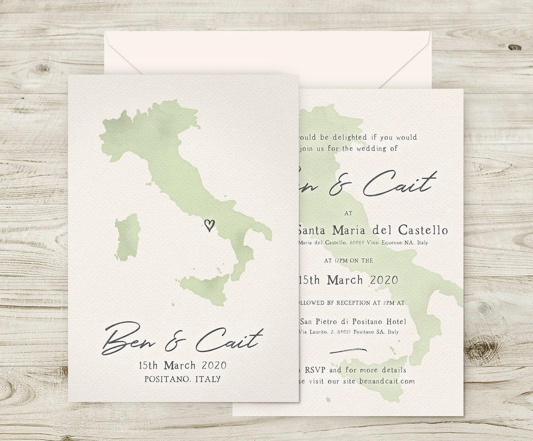 Italian Wedding Invitations, Italy Destination Wedding, Travel Themed ...