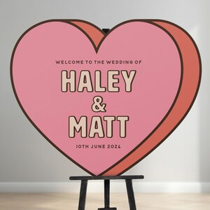 Heart Shaped Wedding Sign, Quirky Welcome Sign, Unique Engagement Party ...