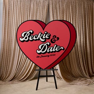Heart Shaped Wedding Sign, Quirky Welcome Sign, Unique Engagement Party ...