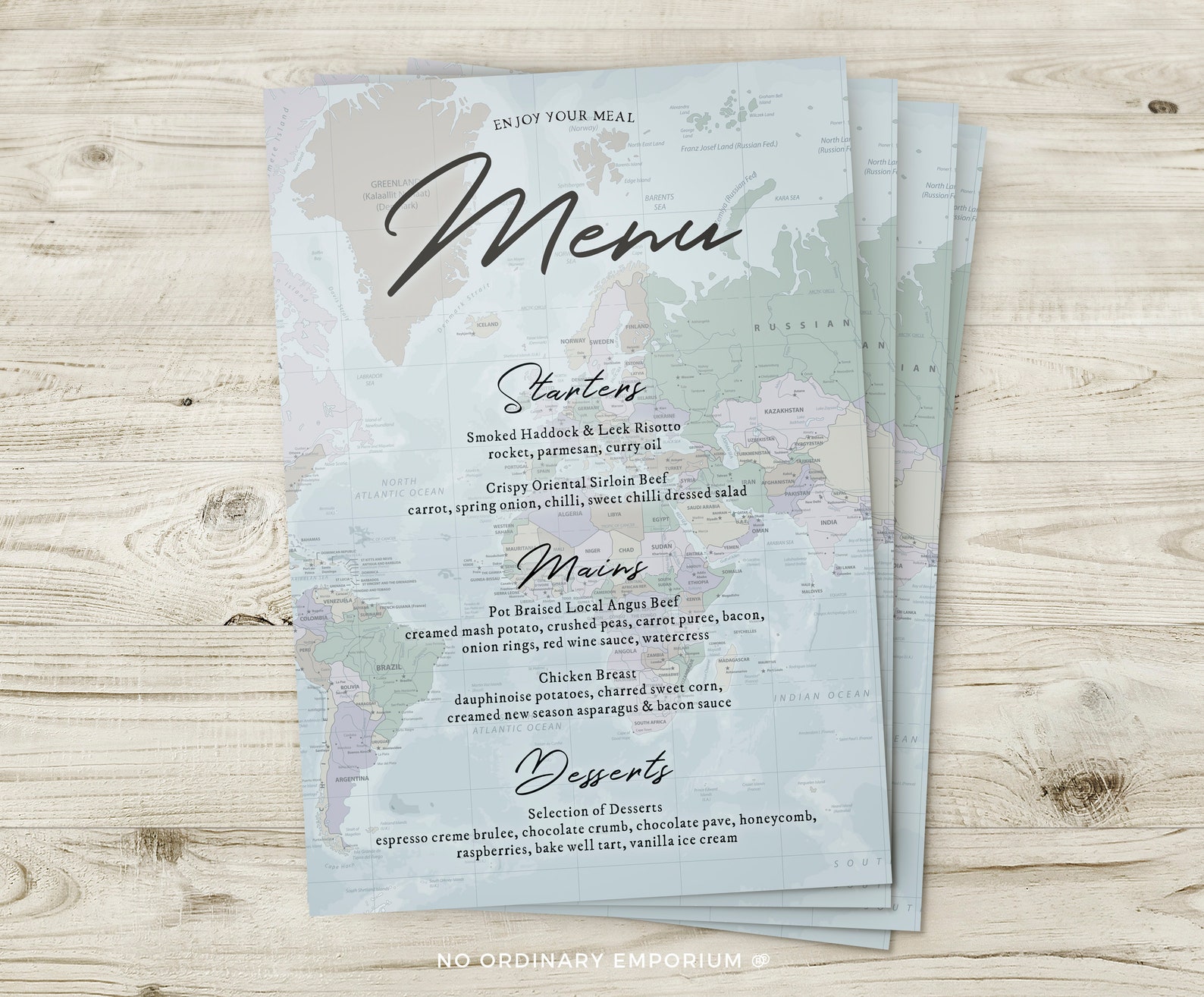 Wedding Menus Map Menu Travel Theme Menu World Map Menu - Etsy UK