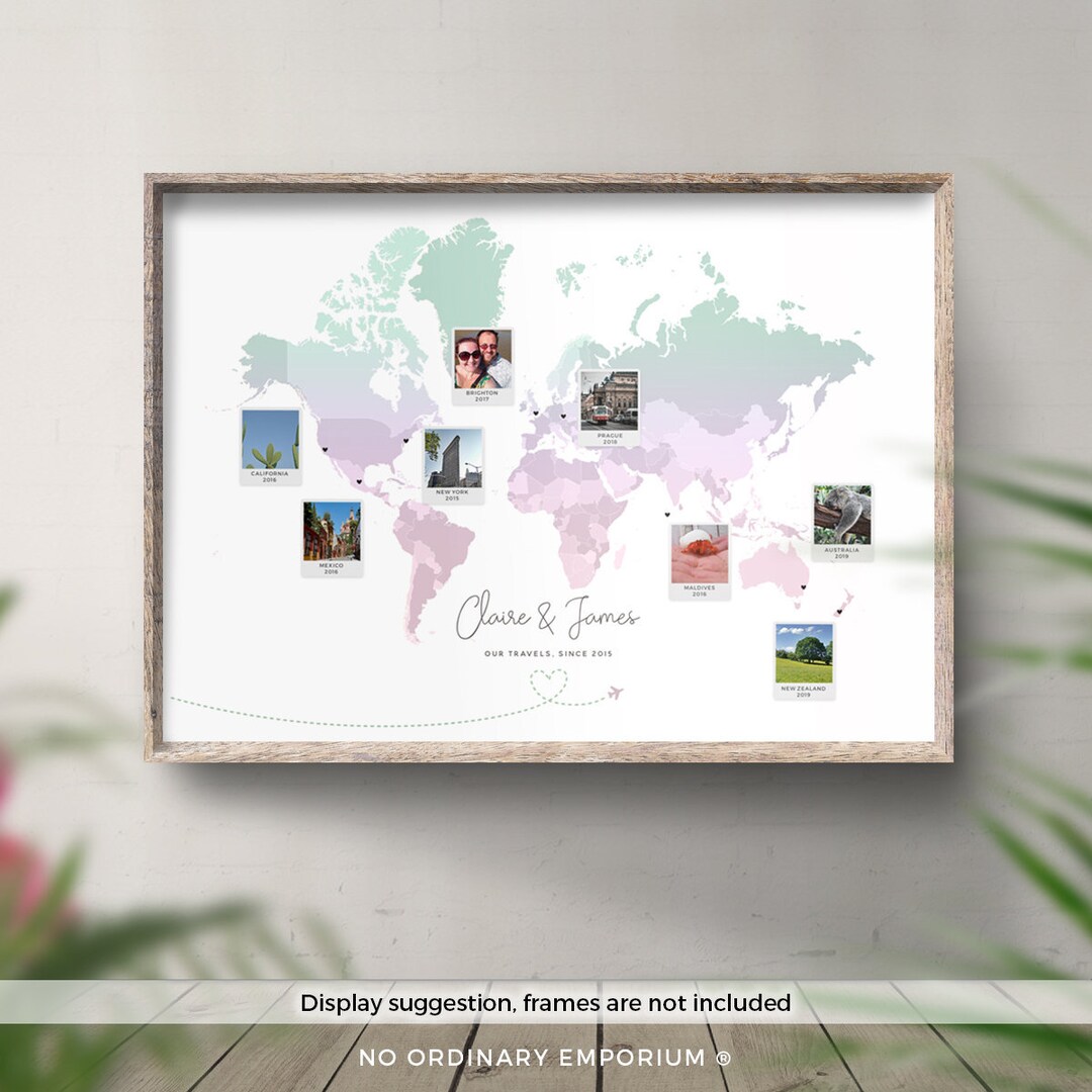 Travel Map Photo Collage, Places Been Map, Travel Gifts for Couples ...
