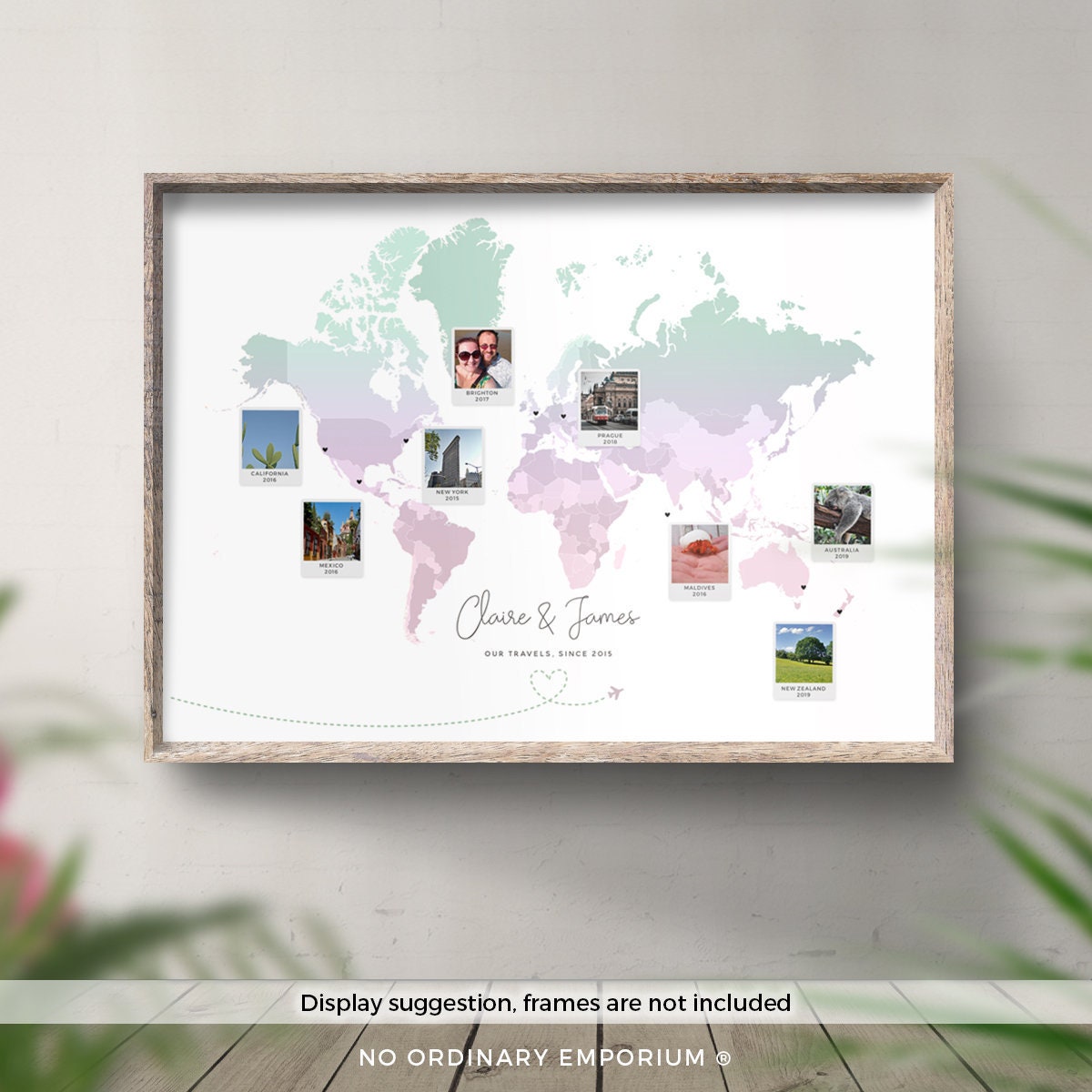 Travel Map Photo Collage Places Been Map Travel Gifts for | Etsy UK