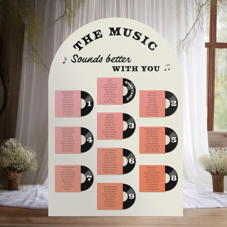 Record Table Plan, Record Seating Chart, Music Theme Wedding, Vinyl ...