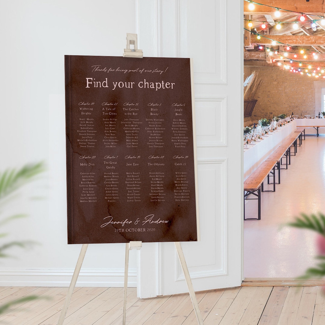 Bookish Wedding Table Plan, Book Lovers Wedding Seating Chart, Literary ...