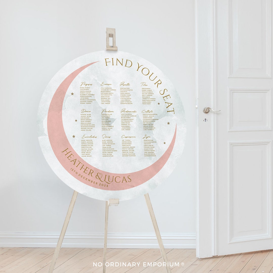 Moon and Stars Wedding Table Plan, Celestial Theme Wedding Seating ...