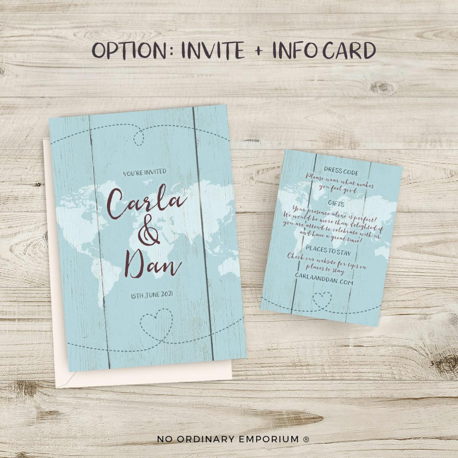 Travel Theme Invitations, Destination Wedding Invitations, World Map ...