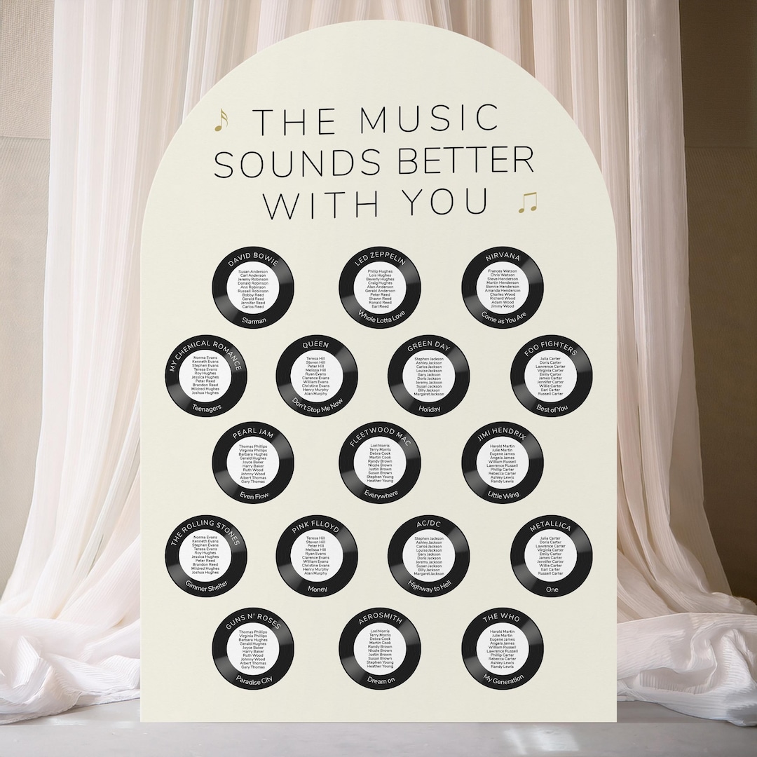 Record Table Plan, Record Seating Chart, Music Theme Wedding, Vinyl ...