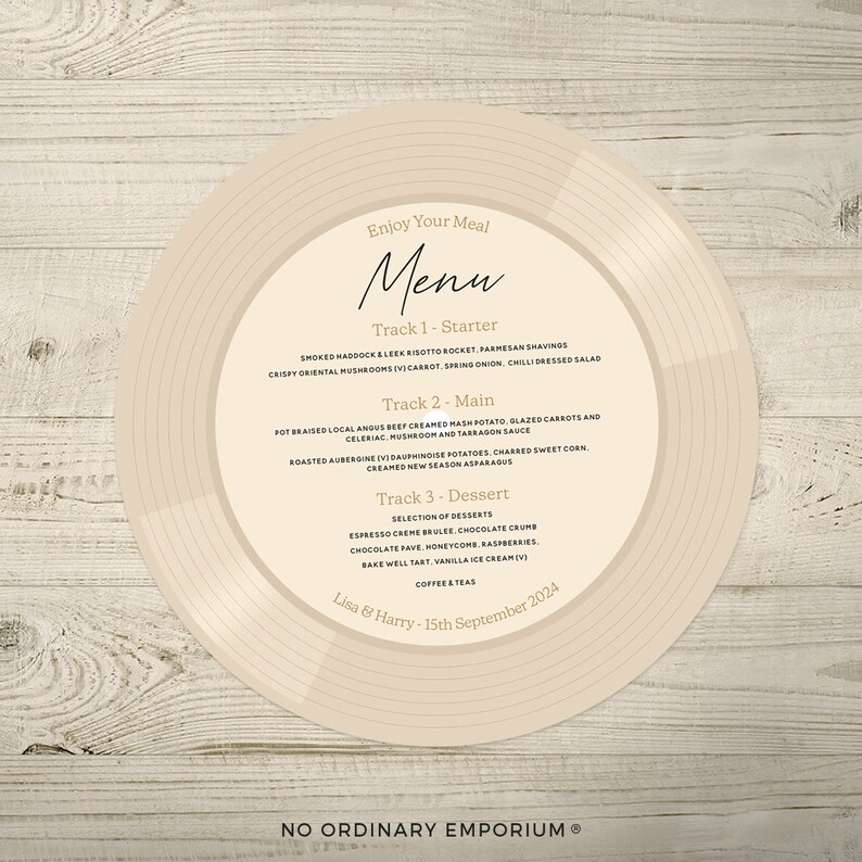 Vinyl Record Wedding Menu: Retro Music Theme, Custom Cardstock - Etsy