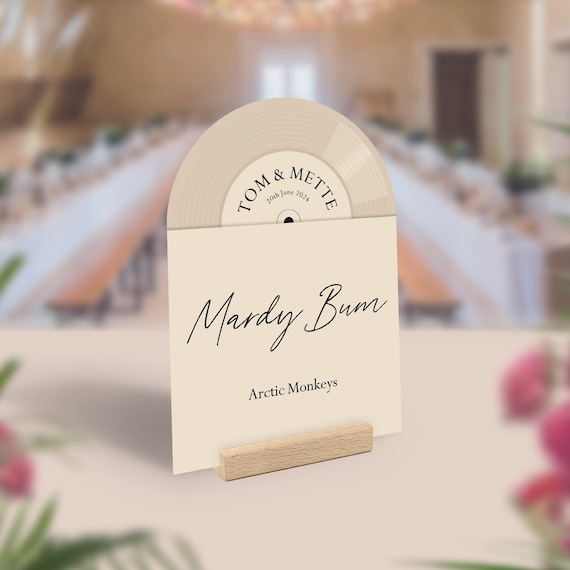 Record Table Cards Music Theme Wedding Table Names Vintage Vinyl Style Cards Songs Artist Rock Arched Table Numbers Unique Wedding Decor