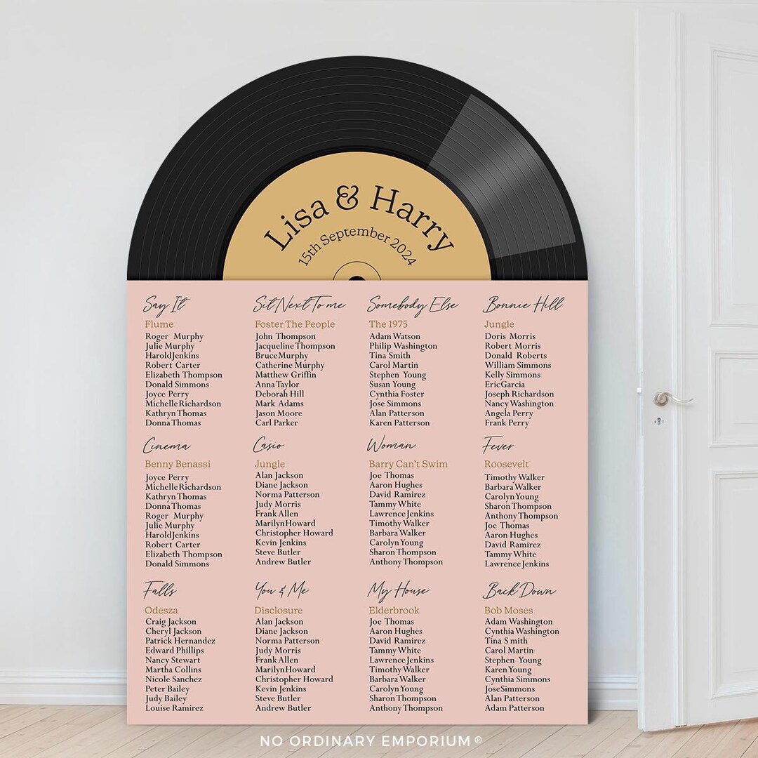 Large Record Seating Chart, Vinyl Record Table Plan, Music Theme ...