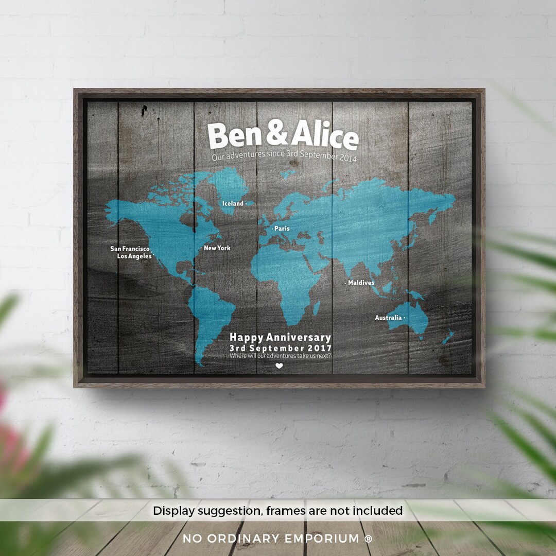 World Map Poster, Travel Bucket List Map, Wood Look Poster ...