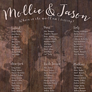 Rustic Wedding Seating Chart, World Map Table Plan, Table Plan Map ...